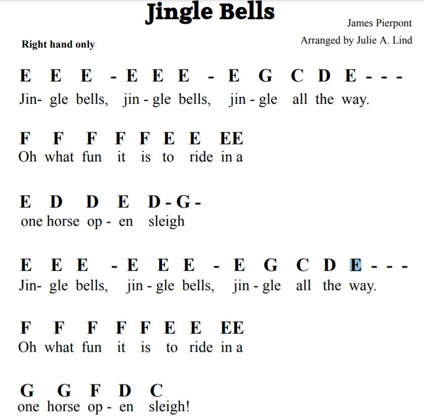 Jingle Bells Piano Notes Letters Jingle Bells Piano Notes Letters